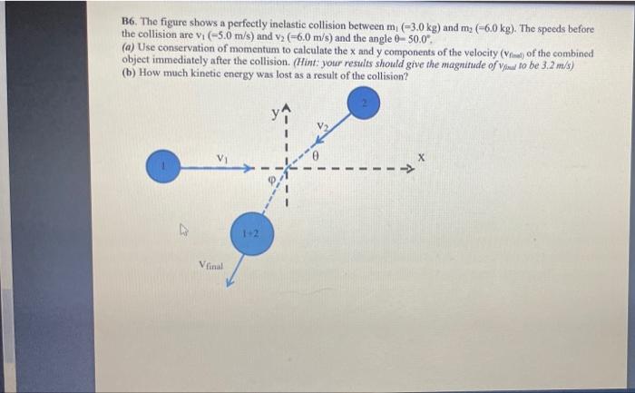 Solved B6. The figure shows a perfectly inelastic collision | Chegg.com