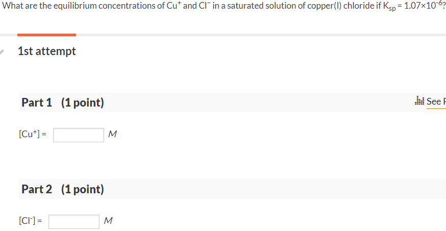 Solved What are the equilibrium concentrations of Cu+and | Chegg.com