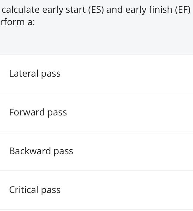 Solved To calculate early start (ES) and early finish (EF) | Chegg.com