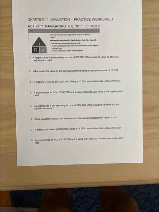 Solved CHAPTER 11: VALUATION - PRACTICE WORKSHEET ACTIVITY: | Chegg.com
