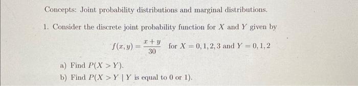 Solved Concepts: Joint probability distributions and | Chegg.com