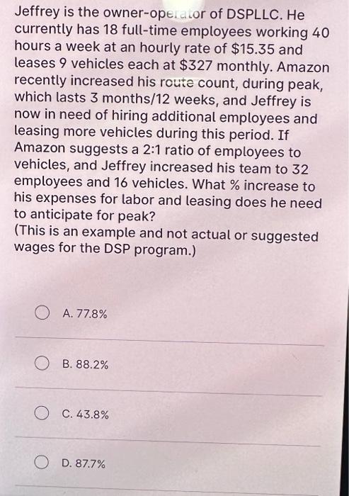 Solved Jeffrey is the owner-opelator of DSPLLC. He currently | Chegg.com