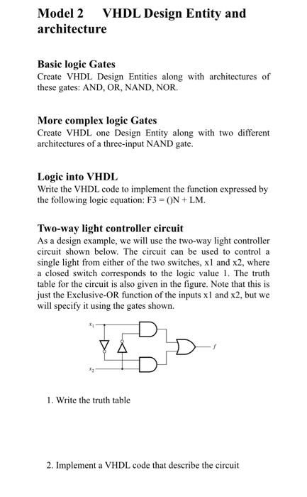 Model 1 VHDL and programming 1. Suppose I have a | Chegg.com