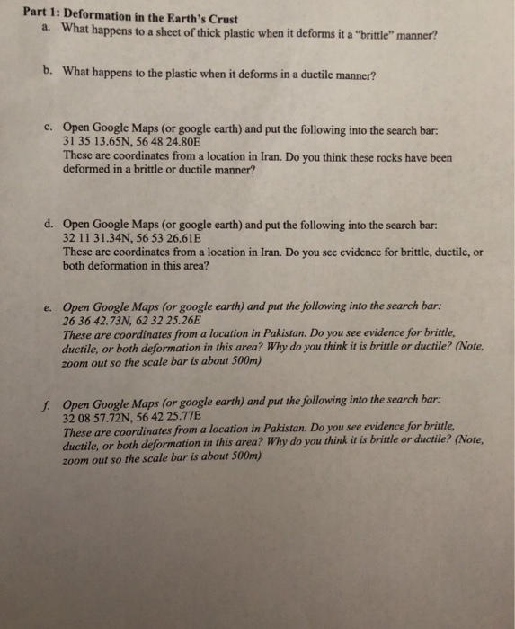 Solved Part 1: Deformation in the Earth's Crust a. What | Chegg.com