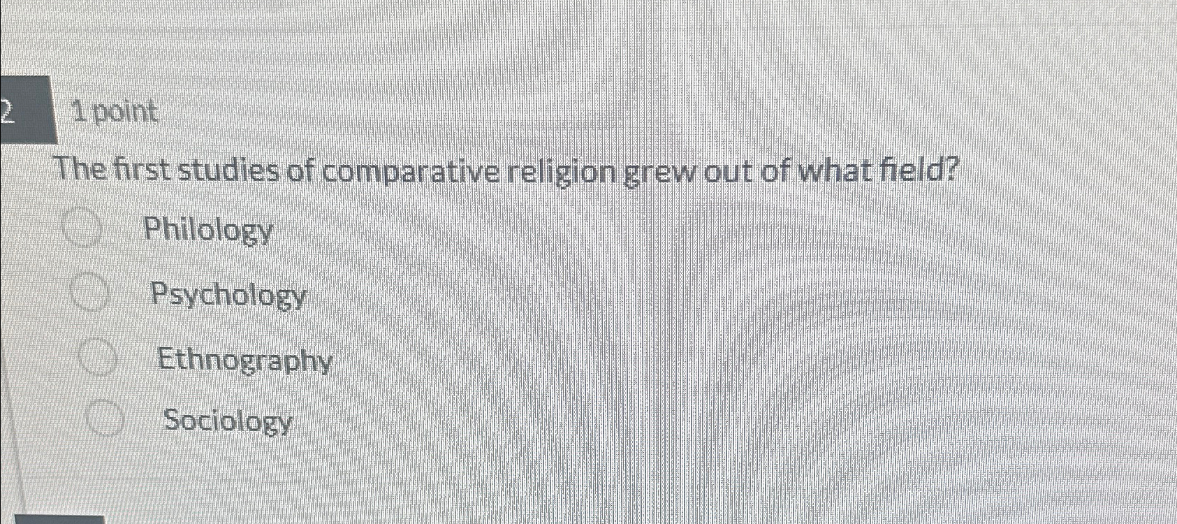 Solved 1 ﻿pointThe first studies of comparative religion | Chegg.com