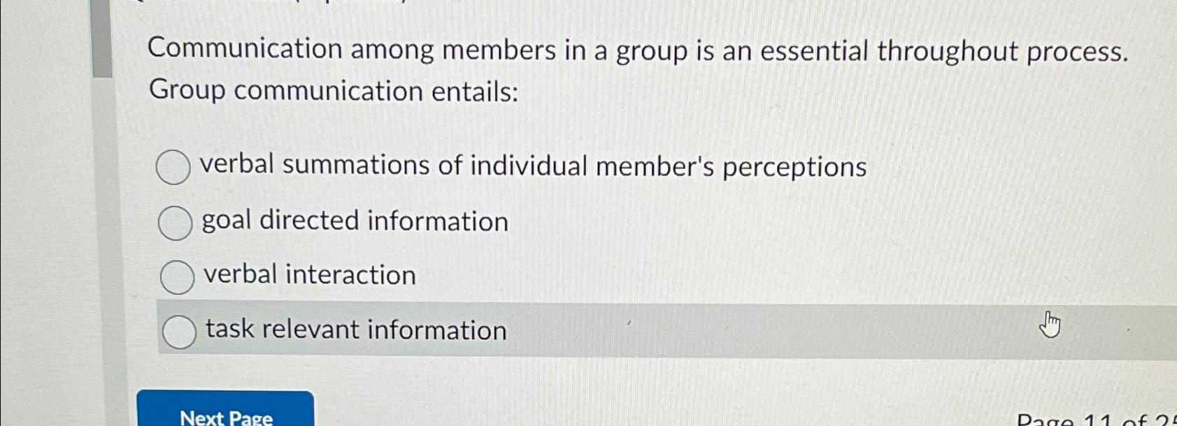 Solved Communication among members in a group is an | Chegg.com