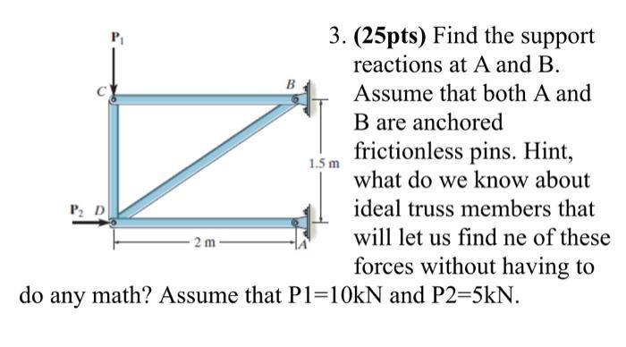 Solved (25pts) Find the support reactions at A and B. Assume | Chegg.com