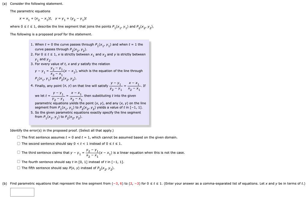Solved (a) ﻿Consider the following statement.The parametric | Chegg.com