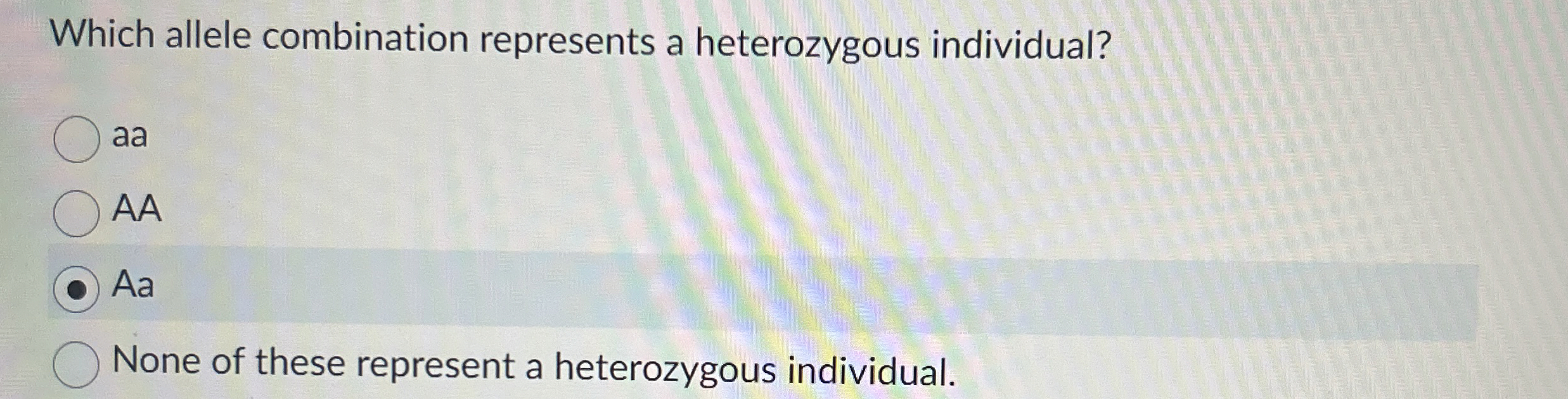 Solved Which allele combination represents a heterozygous | Chegg.com