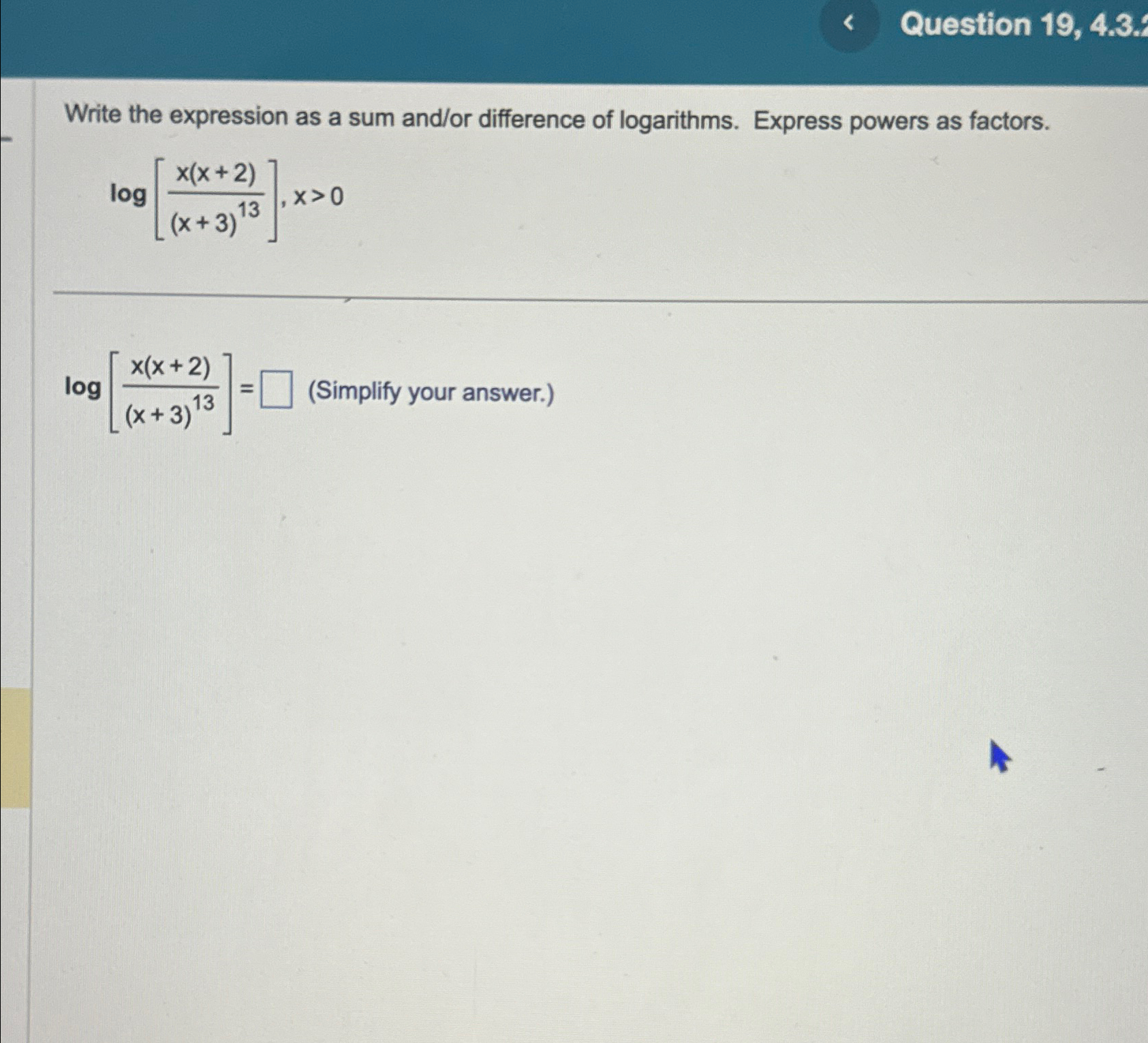Solved Question 19, 4.3.Write the expression as a sum and/or | Chegg.com