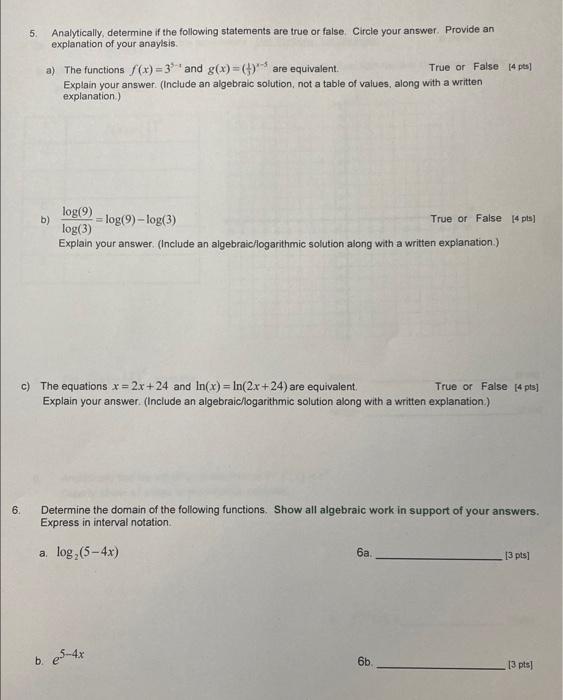 Solved 5. Analytically, determine if the following | Chegg.com