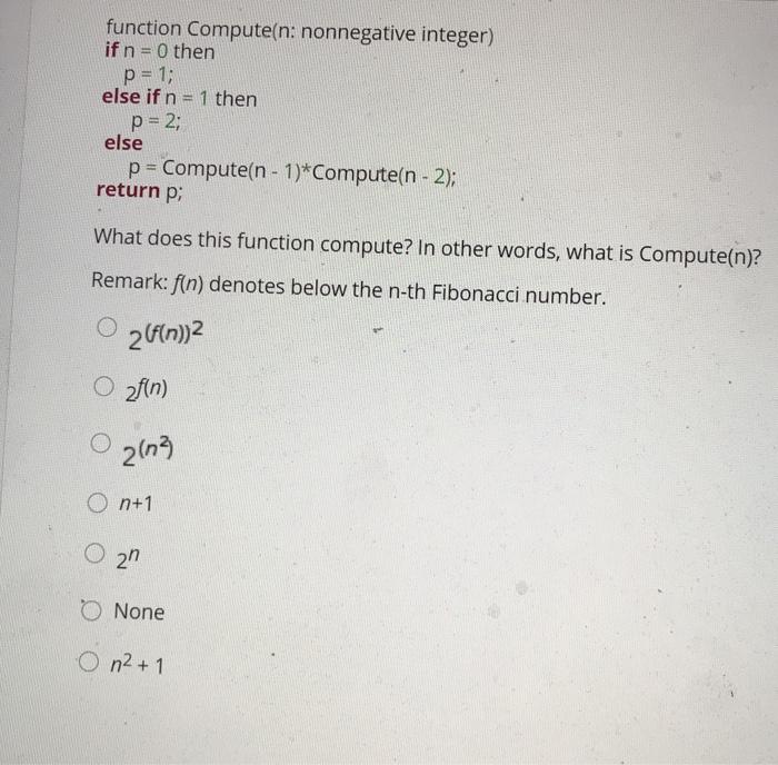 Solved Function Computen Nonnegative Integer If N 0 