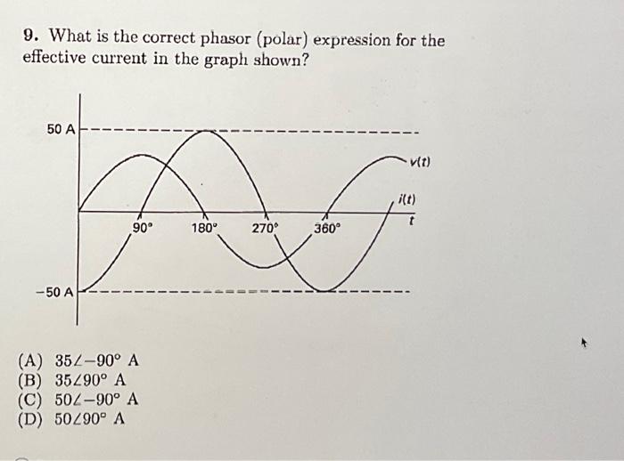 Solved 9. What is the correct phasor (polar) expression for | Chegg.com
