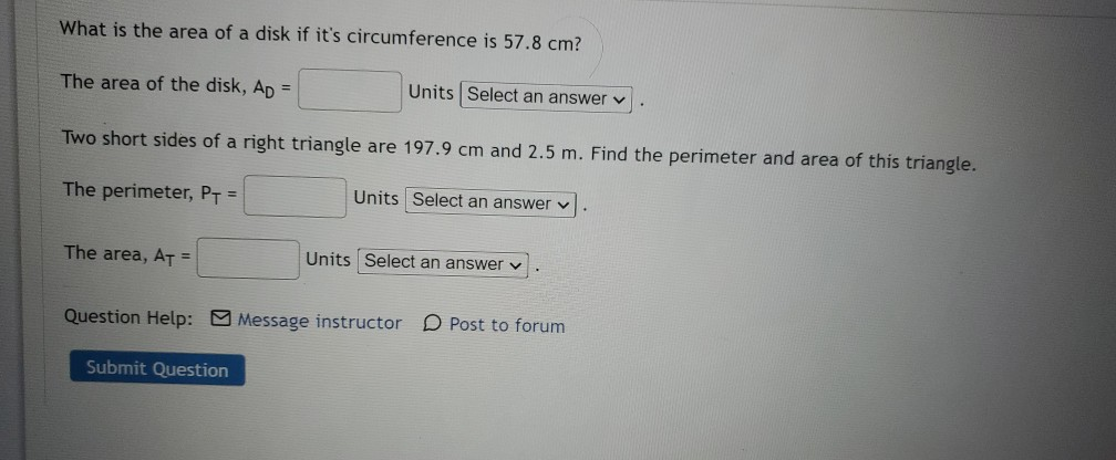 Solved What is the area of a disk if it's circumference is | Chegg.com