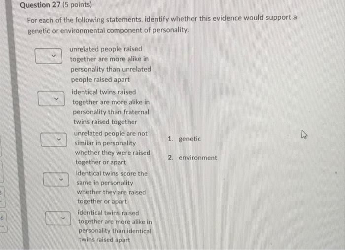 Solved Question 27 (5 points) For each of the following | Chegg.com
