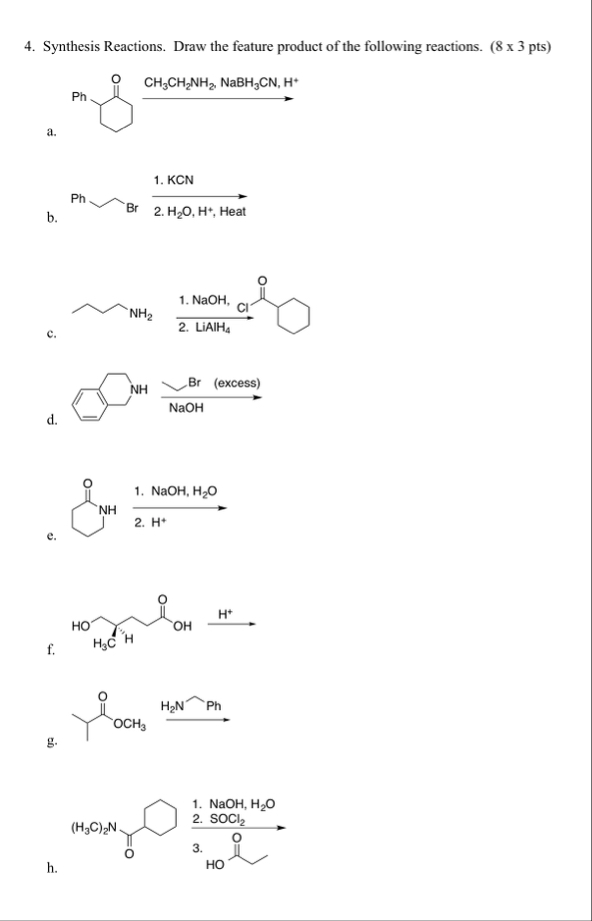 Solved Synthesis Reactions. Draw the feature product of the | Chegg.com
