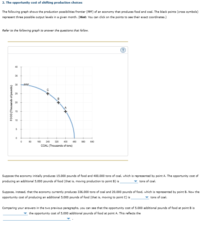 Solved 2. ﻿The opportunity cost of shifting production | Chegg.com