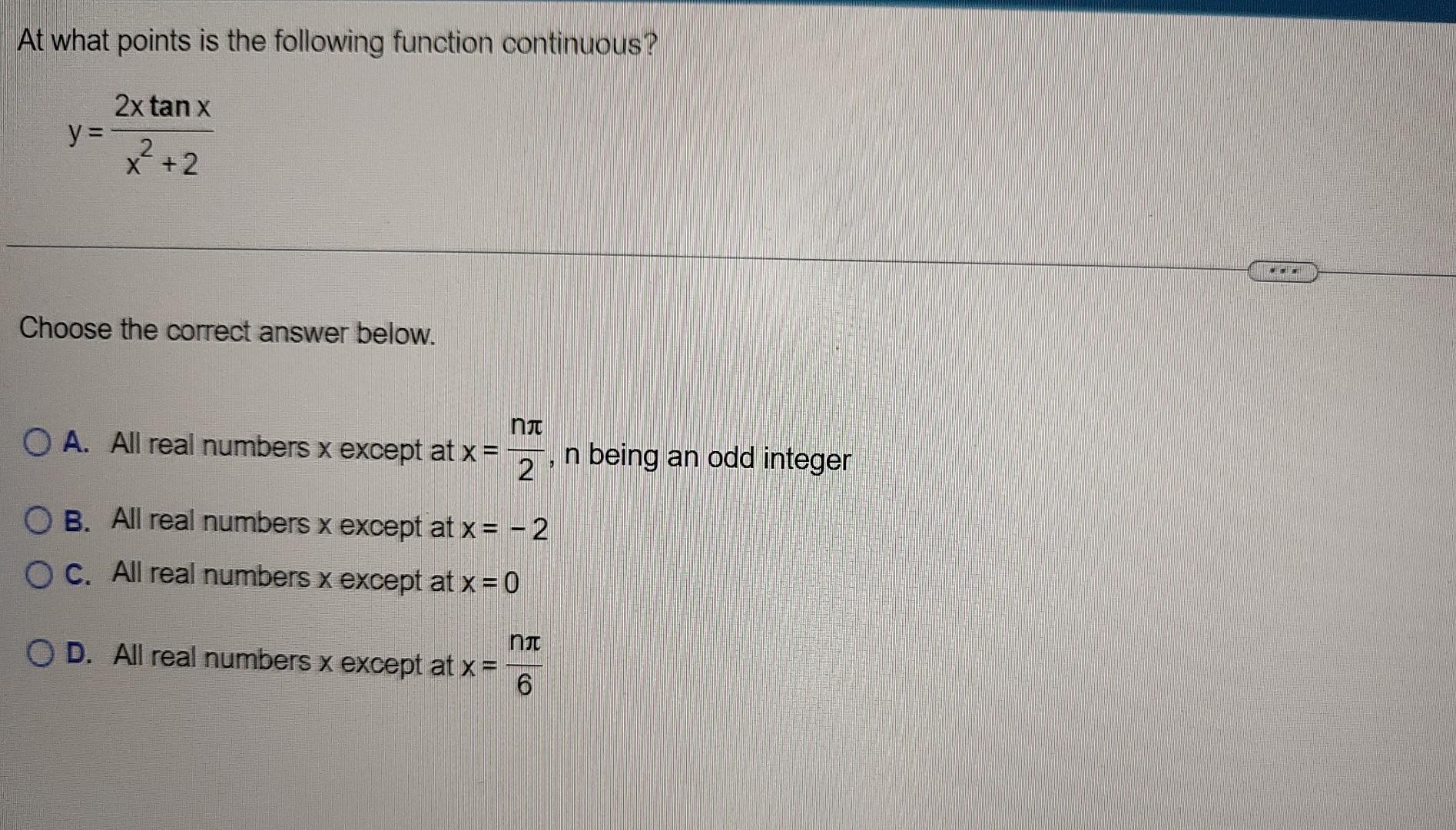 Solved At what points is the following function continuous? | Chegg.com