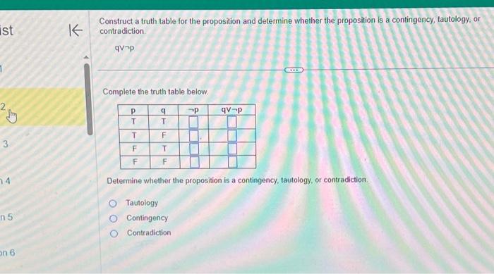 Solved Construct a truth table for the proposition and | Chegg.com