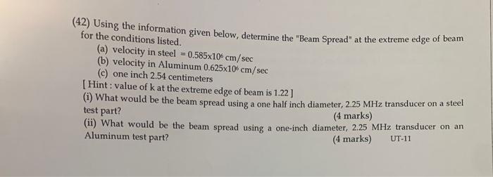 Solved (42) Using the information given below, determine the | Chegg.com