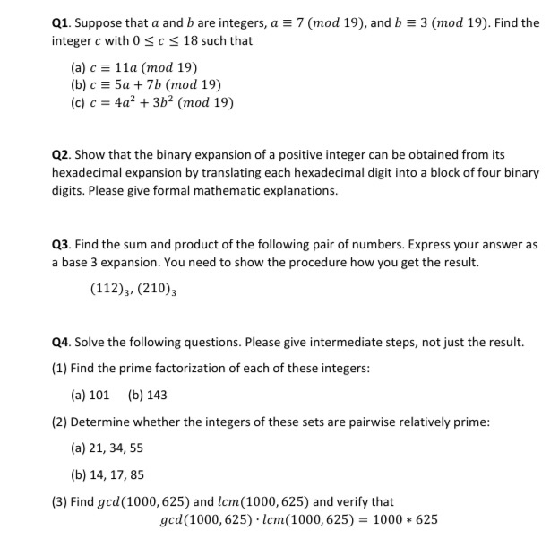 Solved Q1 Suppose That A And B Are Integers A 7 Mod