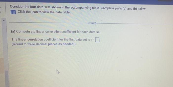 Solved Consider the four data sets shown in the accompanying | Chegg.com
