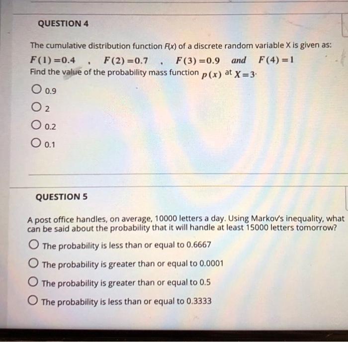 Solved The cumulative distribution function F(x) of a | Chegg.com