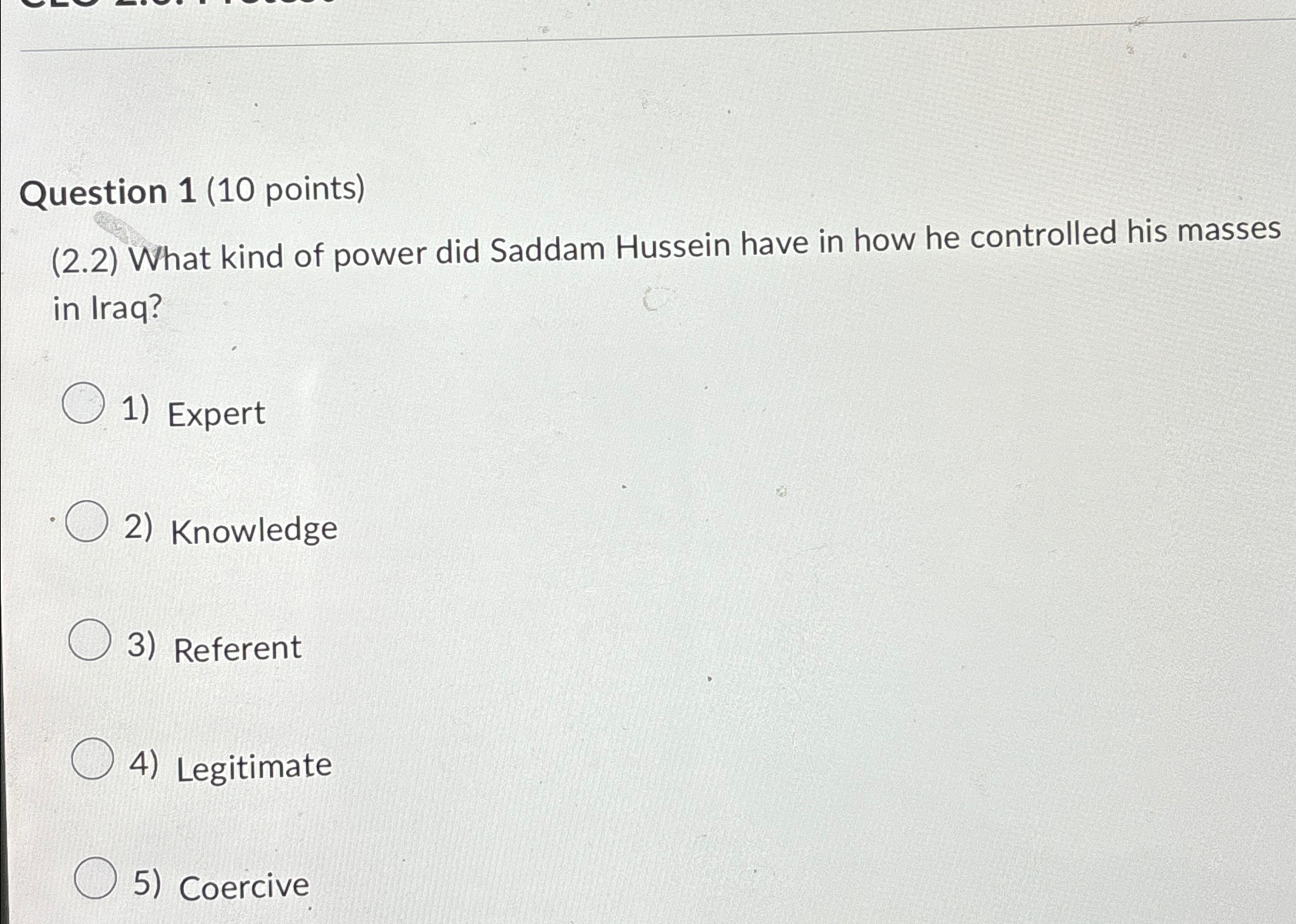 Solved Question 1 (10 ﻿points)(2.2) ﻿What kind of power did | Chegg.com