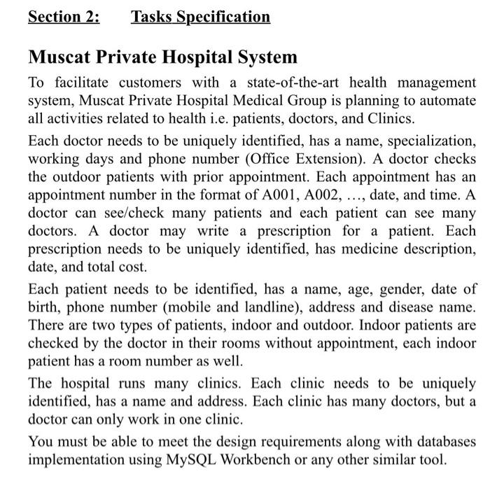 Solved Section 2: Tasks Specification Muscat Private | Chegg.com