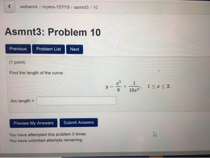 Solved webwork/myers-157f19/ asmnt3 / 10 Asmnt3: Problem 10 | Chegg.com