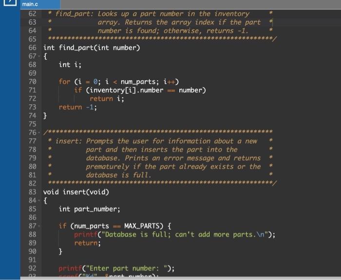 Solved MODIFY THE INVENTORY C PROGRAM BELOW by making | Chegg.com