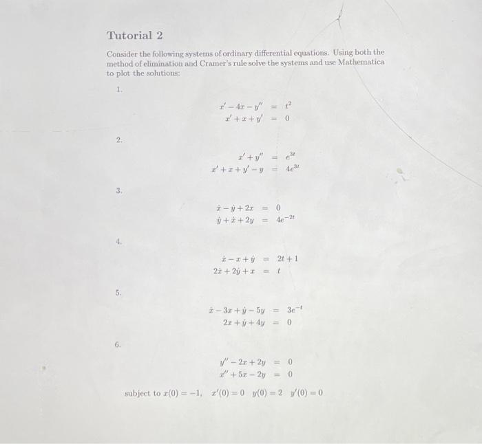 Solved Consider the following systems of ordinary | Chegg.com