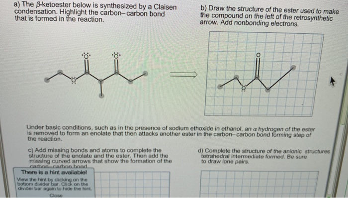 Solved a) The B-ketoester below is synthesized by a Claisen | Chegg.com