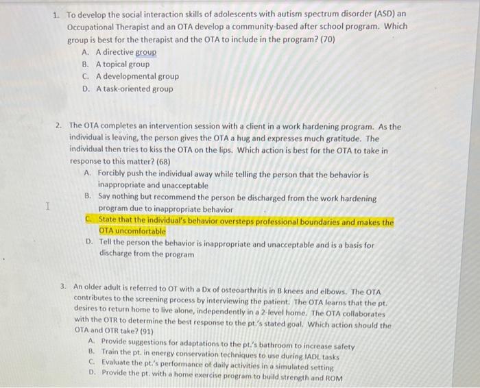 Solved 1. To develop the social interaction skills of | Chegg.com