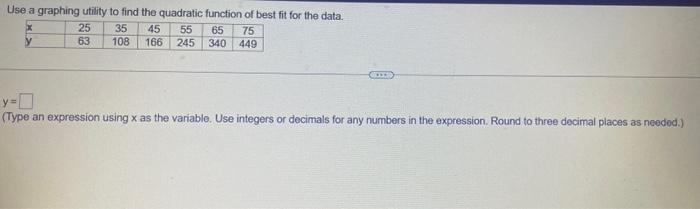 Solved Use a graphing utility to find the quadratic function | Chegg.com