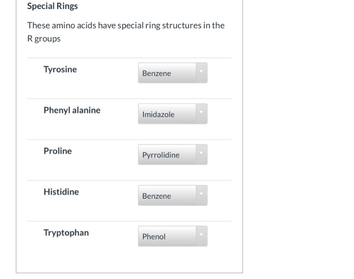 Solved Special Rings These amino acids have special ring | Chegg.com