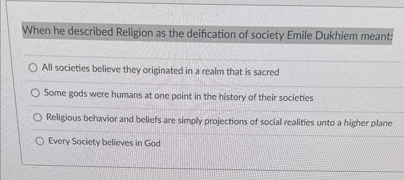 Solved When he described Religion as the deification of | Chegg.com