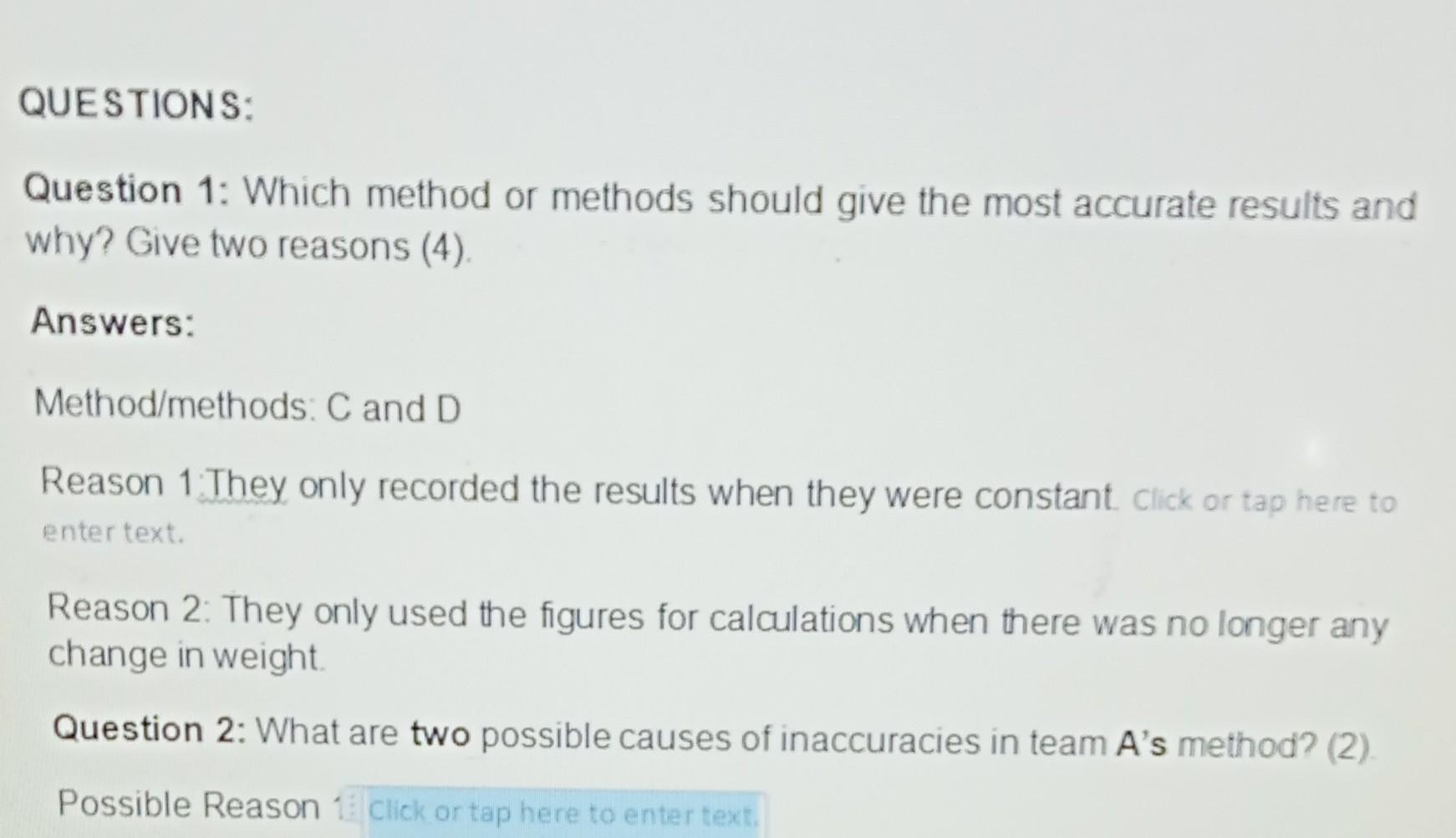 Question 1: Which method or methods should give the | Chegg.com
