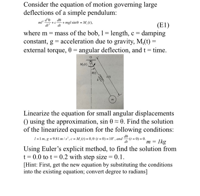 Solved Consider the equation of motion governing large | Chegg.com
