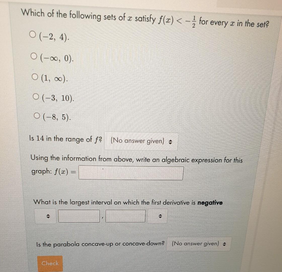 Solved Given this aranh of a nuradratir function.Where does | Chegg.com