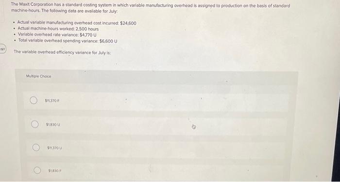 Solved The Maxit Corporation has a standard costing system | Chegg.com