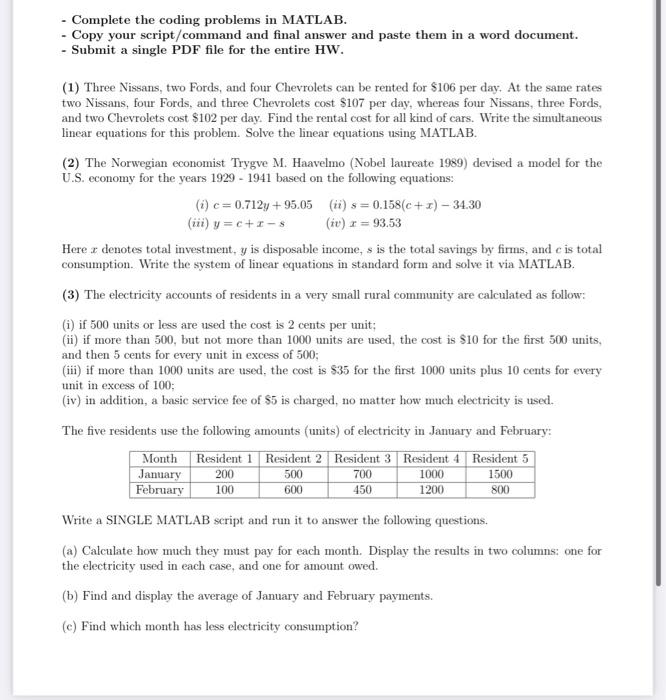 - Complete the coding problems in MATLAB. - Copy your | Chegg.com