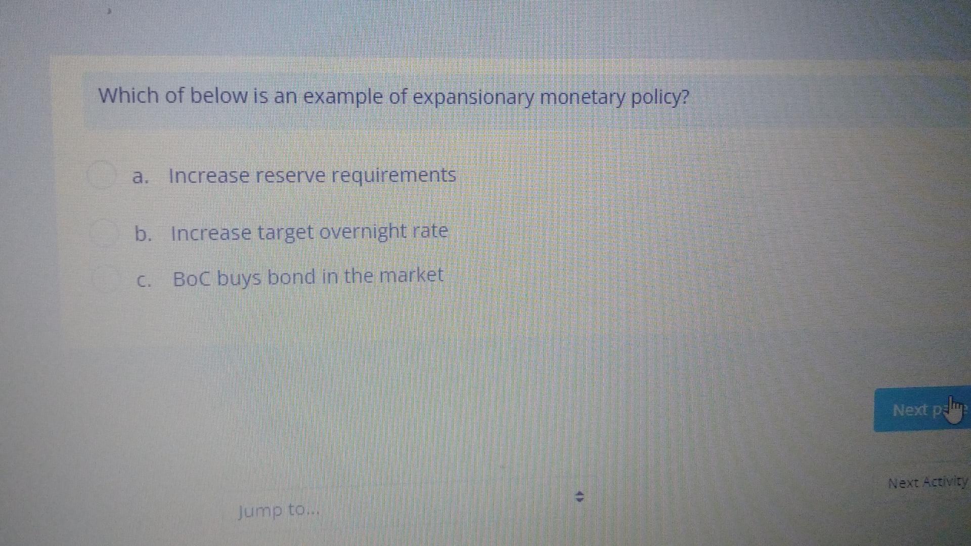 Solved Which of below is an example of expansionary monetary | Chegg.com