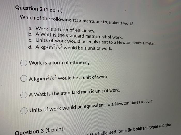 Solved Question 2 (1 point) Which of the following | Chegg.com