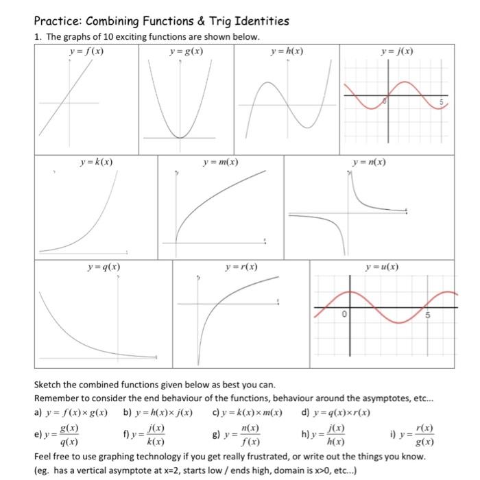 Solved Practice: Combining Functions \& Trig Identities 1. | Chegg.com