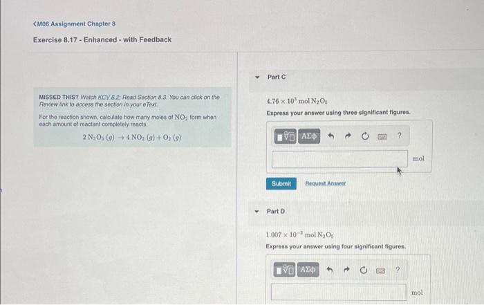 Solved Part E 60molNNO5 Express your answer using two | Chegg.com