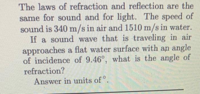 Solved The laws of refraction and reflection are the same | Chegg.com