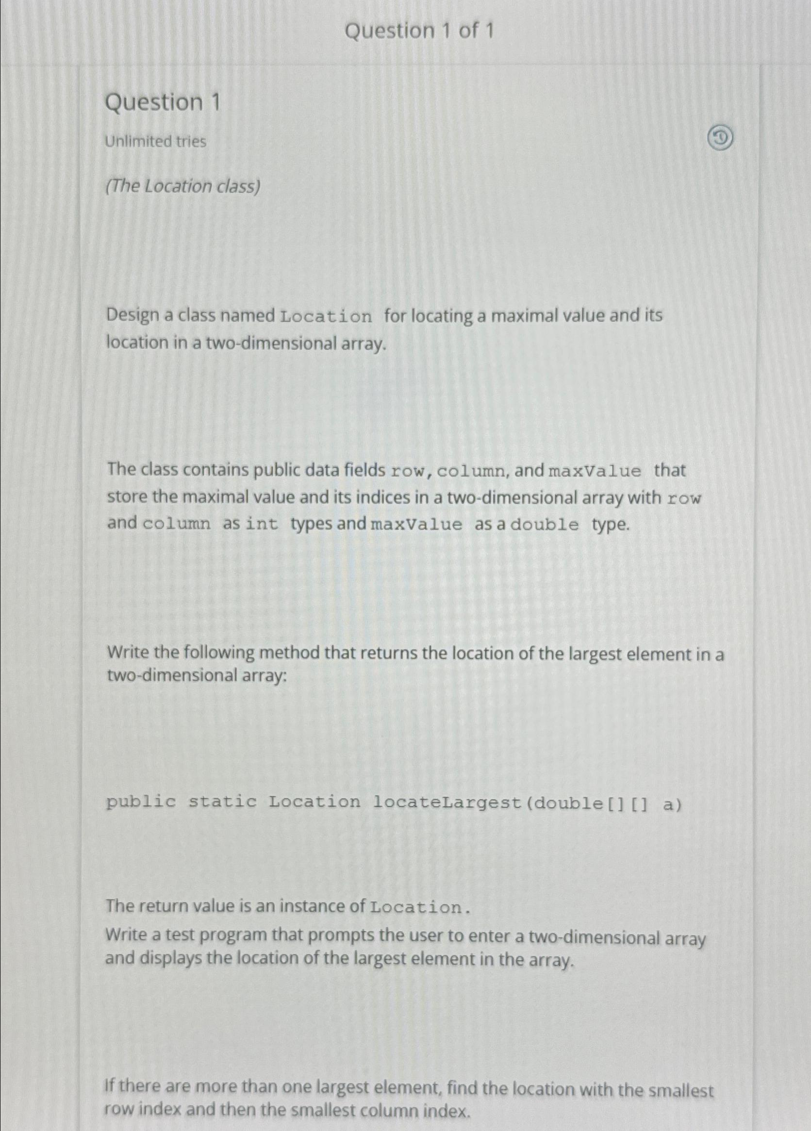 Solved Question 1 ﻿of 1Question 1Unlimited tries(The | Chegg.com