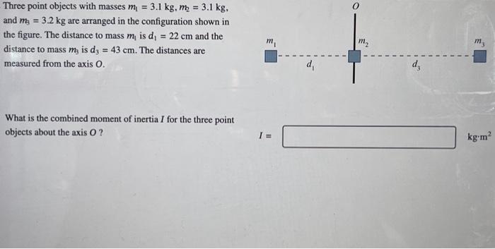 Solved Three point objects with masses m1=3.1 kg,m2=3.1 kg, | Chegg.com