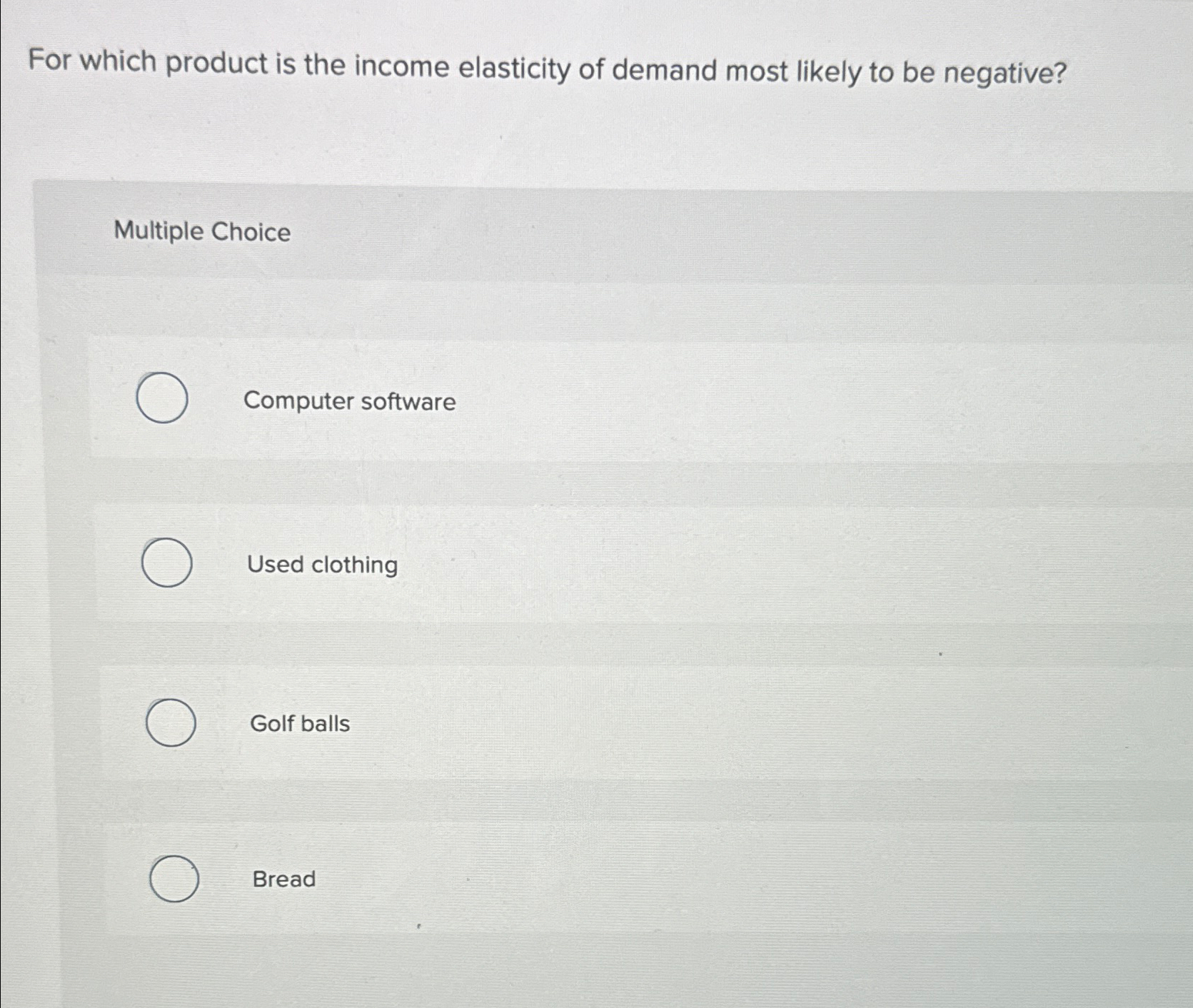 Solved For which product is the income elasticity of demand | Chegg.com